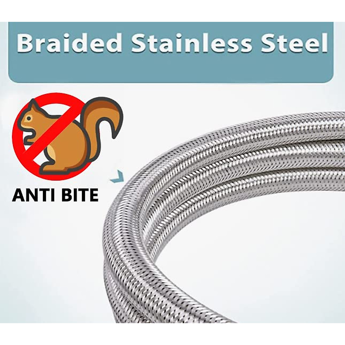 GGC 4 FT Stainless Braided RV Propane Pigtail Hose QCC1 Connector with 1/4'' Inverted Male Flare (2PCS)