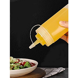 CHILDHOOD 8 oz Squeeze Squirt Condiment Bottles with Cap - Transparent Plastic - for Ketchup Salad dressing Mustard Olive Oil set of (2)