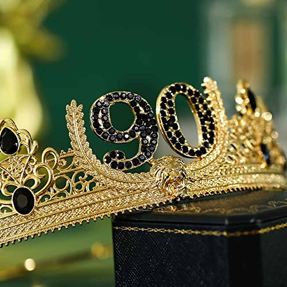 90TH Birthday King Crown and Birthday King Sash,90TH Birthday Gifts for Men. Birthday Party Decoration for Men(Gold)