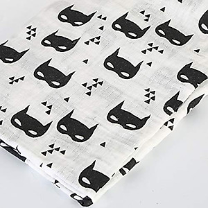 Baby Muslin Swaddle Blanket, Soft Muslin Cotton Swaddle Wrap for Boys or Girls (Bat Man Mask)