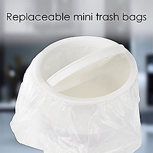 Linkidea Wall Mounted Bathroom Trash Can, Trash Bag Kit, Small Wastebasket with Lid for Shower Room, Modern Tiny Plastic Garbage Bin