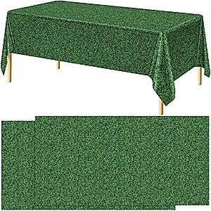 durony 2 Pack Green Grass Field Plastic Tablecloth Grass Print Table Covers 54 x 108 Inches Sports Party Table Decor for Sports Theme Parties Decorations