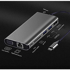 XUNMAIFHB Portable Docking Station,8-in-1 Docking Station Type-c to hdmi VGA USB3.0 HUB SD Card Reader PD Gigabit Network Card Audio USB3.0/SD Card/RJ45/HDMI/VGA/Stereo Fast Transmission