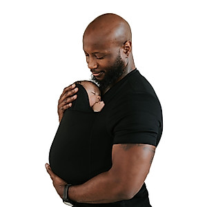 Lalabu Dad Shirt | Original Babywearing T-Shirt with Kangaroo Pouch | Baby Wrap Carrier for Newborns & Infants | Baby Wrap Carrier for Newborns | Essential for New Dads | Pure Black, L, Short Sleeve