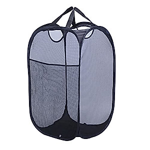 TJLSS Storage Bin Hamper Mesh Bag Organizer Portable Home Foldable Multifunctional Laundry Basket Washing Clothes (Color : Blue, Size : One Size)