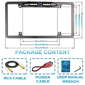 License Plate Backup Camera HD Night Vision Rear View Camera with 8 LEDs 170° Viewing Angle Waterproof Backup Rear Camera for Cars