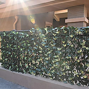 Garden Land Expandable Fence Privacy Screen for Balcony Patio Outdoor,Decorative Faux Ivy Fencing Panel,Artificial Hedges (2PC,Single Sided Leaves)…
