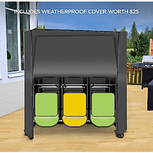 Folding Chair Rack Folding Chair Cart with Capacity 84 Folding Chair Storage Rack 360° Rubber Locking Wheels Weatherproof Cover Mobile Chair Dolly for Stackable Chairs Folding Tables and Chairs