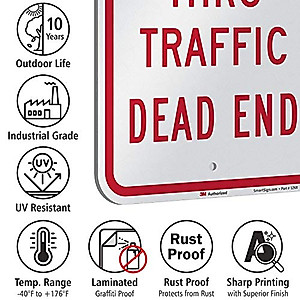 SmartSign-K-5855-EG "No Thru Traffic, Dead End" Sign | 12" x 18" 3M Engineer Grade Reflective Aluminum - Red on White