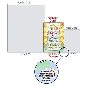 NobleWorks - 90th Milestone Happy Birthday Card - Funny Card for 90 Year Old, Senior Citizen Humor - Year Time Count 90 C9096MBG