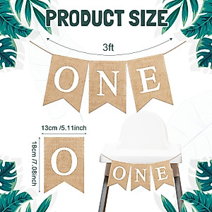 One High Chair First Birthday Burlap Banner One Banner and 1st Birthday Photo Banner for Boy Girl Newborn 12 Month One Year Old Birthday Decorations Monthly Milestones Garland Photo Prop Supplies