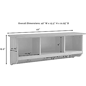 Crosley Furniture Brennan Entryway Storage Bench and Hanging Shelf Set, White