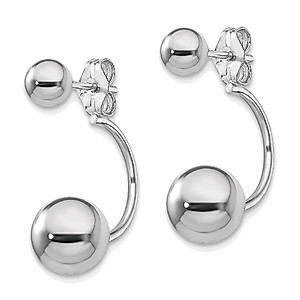 Solid Sterling Silver Rhodium-plated Front and Back Ball Post Earrings