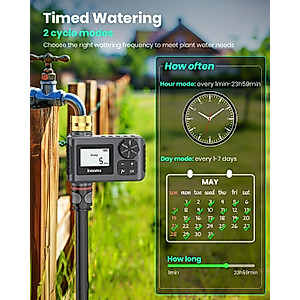 [Upgraded Version] Sprinkler Timer with Brass Swivel, Programmable Water Timer for Outdoor Garden Hose, Hose Timers with Rain Delay/Manual/Auto Mode, Drip Irrigation and Lawn Watering System, 1 Outlet