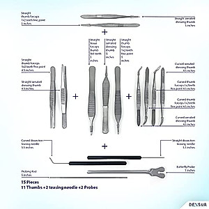 DEXSUR Professional Dissecting Kit Anatomy - 160 Piece Stainless Steel Biology Instruments Set for Medical & Veterinary Training