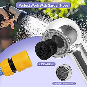 Utility Sink Faucet,Universal Laundry Tub ABS Plastic Faucet with Sprayer,Dual Handle Pull Out Faucet, Chrome Finish Laundry & Utility Room Sink Faucets,4 Inch Center Set