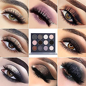 Smokey Grey Eyeshadow Palette, DE’LANCI Professional Black Silver Gray Goth Neutral Matte Shimmer 12 Shades, Subtle Eyes Shadows Makeup Pallet, High Pigmented Waterproof Small and Cute Makeup Pallete