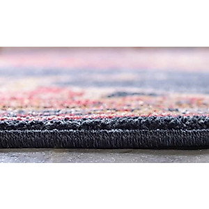 Unique Loom Utopia Collection Traditional Classic Vintage Inspired Area Rug with Warm Hues, 2' x 6' 1" Runner, Dark Blue/Beige