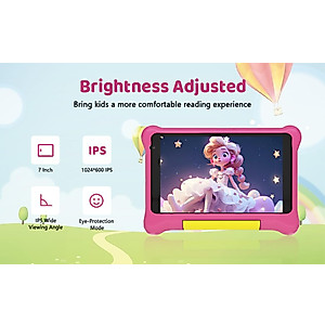 Cheerjoy Kids Tablet 7 inch,Android 12 Tablet for Kids,32GB ROM 128GB Expanded,Parental Control,Kids Software Pre-Installed, Dual Cameras,Android Learning Tablet with Proof Case for Toddlers (Pink)