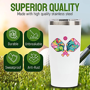 Seymour Butz Pickleball Gifts for Women - Insulated 20 oz Wine, Coffee Drink Tumbler- Gift for Pickleball Player (20 oz, pickleball)