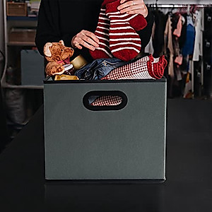 PACHIRA E-Commerce Cube Storage Bins, 12×12 Fabric Storage Boxes Drawers Cubes Container, Thick and Heavy Duty Organizer Baskets with Handles, 6 Pack, Greenish Grey