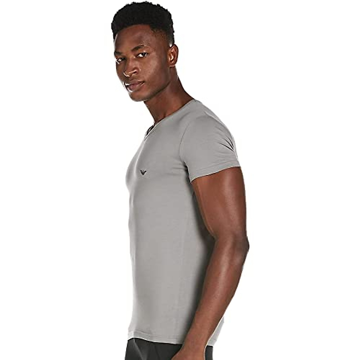 Emporio Armani Men's 2 Pack V-Neck T-Shirts, Multicoloured, Large