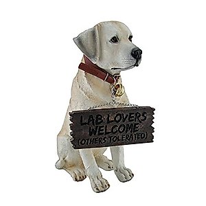 Labrador Retriever Garden Welcome Statue Reversible Sign Don't Stop Retrievin