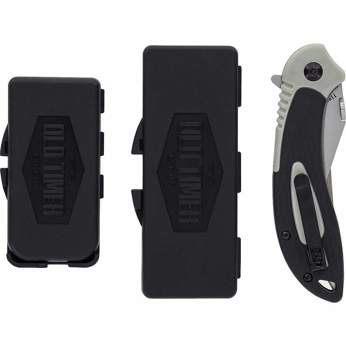 Old Timer Replaceable Blade Knife Kit with Interchangeable Scalpel Blades, Saw Blades, and Gut Hooks, Rubber Overmold Grip, and Liner Lock for Hunting, Skinning, and Outdoors