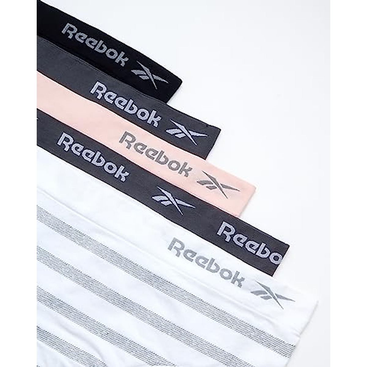 Reebok Women's Underwear - Plus Size Seamless Brief Panties (5 Pack), Size 3X, Black/Blackened Pearl/Lotus/Blackened Pearl/White-Grey Stripe