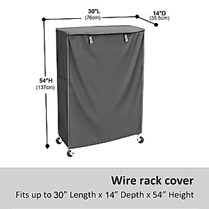 MOLLYAIR Wire Shelf Cover,600D Heavy Duty Waterproof Dustproof Standing Shelf Units Cover, Storage Rack Cover with Zipper for Metal Shelving,(Cover only) (Grey, 36" L x 14" W x 54" H)