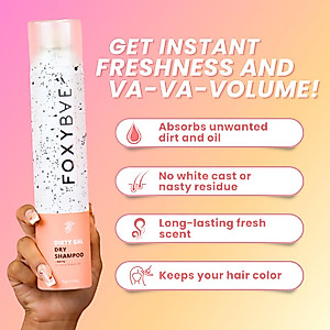 FoxyBae Volumizing Dry Shampoo Spray for Women - With Biotin for Hair Growth - For Dark, Brunette & Blonde Hair - Refreshing & Non-Toxic