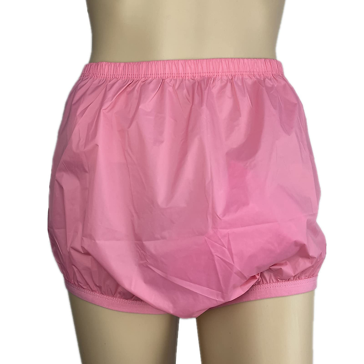 AQX Adult Leakproof Underwear for Incontinence, Washable Low Noise Reusable Adult Diaper Cover, Pink Plastic Pants Cover Unisex 2Pcs (L, Pink)