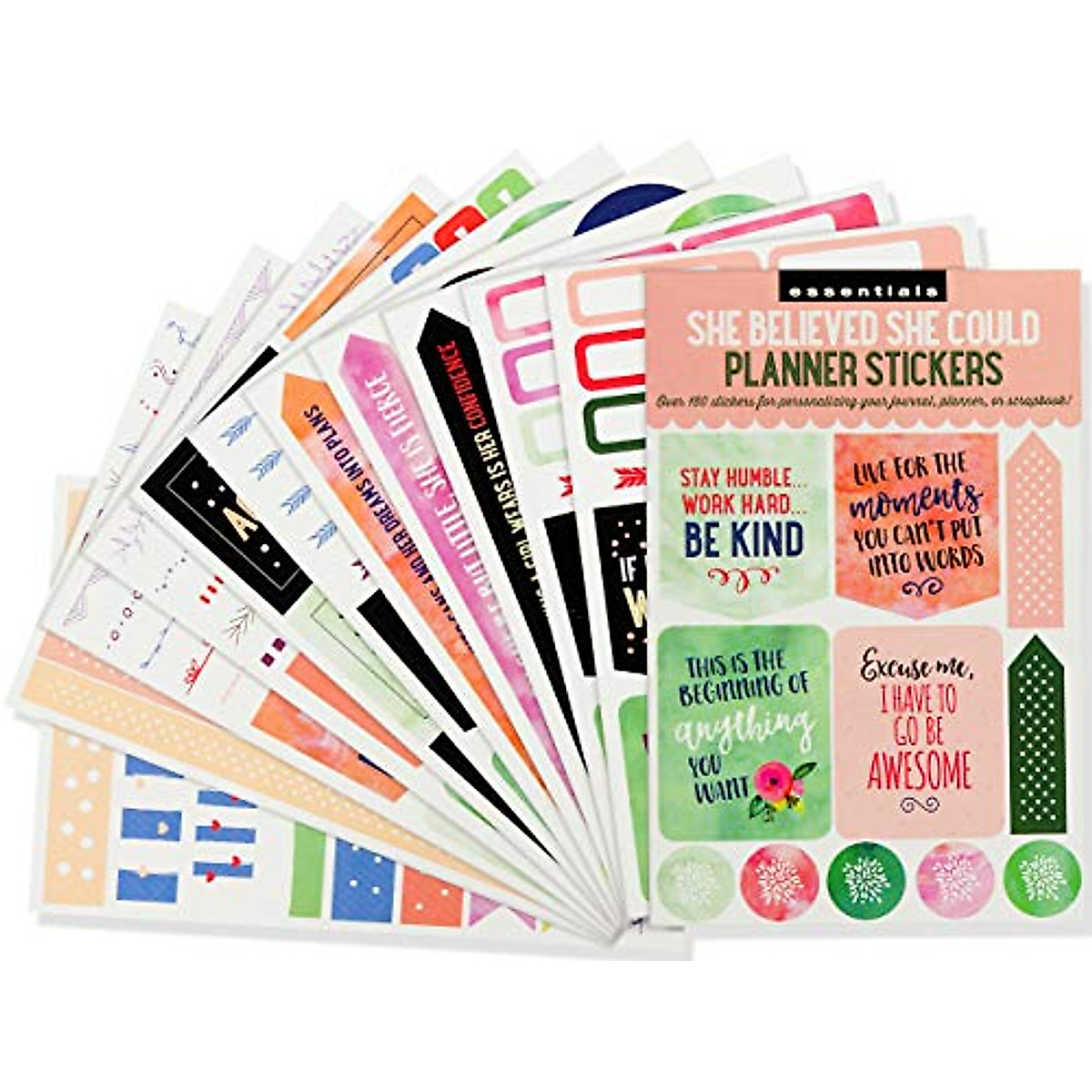 Essential Weekly Planner Stickers - She Believed She Could (Set of 160 Stickers)