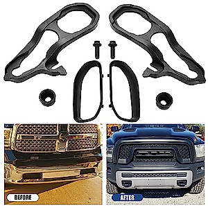 Tow Hooks for Ram 1500 Front Forged Heavy Duty Front Car Tow Hooks Compatible with Dodge Ram 1500 DT 2019 2020 2021 2022 2023# 82215268AB Black