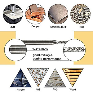 5Pcs End Mill Set, Yosoo HSS CNC 1/8'' End Mill Cutter Drill Bits 1/4'' Shank for Wood, Nylon, Aluminum, Steel, 4 Flute Straight End Mill Set 1/8'' - 1/4''