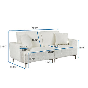 FREEHOMAE 80" Sofa Couch,Small Modern Loveseat,Love Seat with 2 Seater,Lamb Wool Loveseat Sofa,Small Couch for Living Room,Bedroom,Office and Small Space（White）