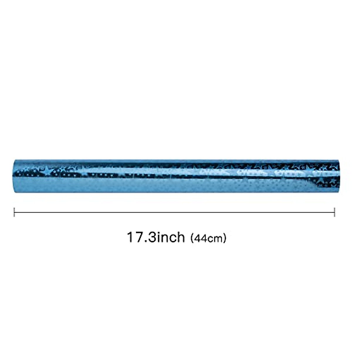 LeZakaa Blue Holographic Wrapping Paper - Mini Roll - Star Print for Birthday, Holiday - 17.32 inches x 32.8 Feet (47.23 sq.ft.)