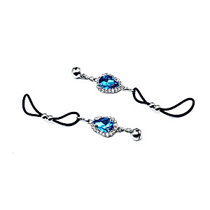 Teardrop Nipple Ring Rhinestone Water Drop Faux Nipple Chain Noose Body Non Piercing Jewelry Heart Chokers Necklaces-A