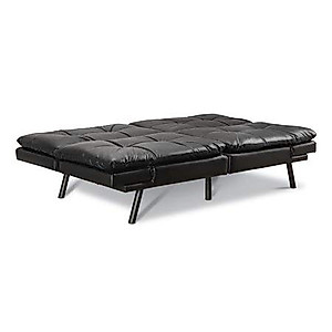 Mainstay Memory Foam Futon,Black PU (Black PU) (Black Leather)