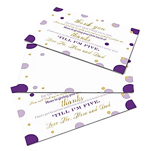 Paper Clever Party Purple and Gold Baby Shower Thank You Postcards (15 Pack) Girls Notecards Only Eco-friendly Postal Note with Message from Newborn – Mermaid Princess Gender Reveal - 4x6