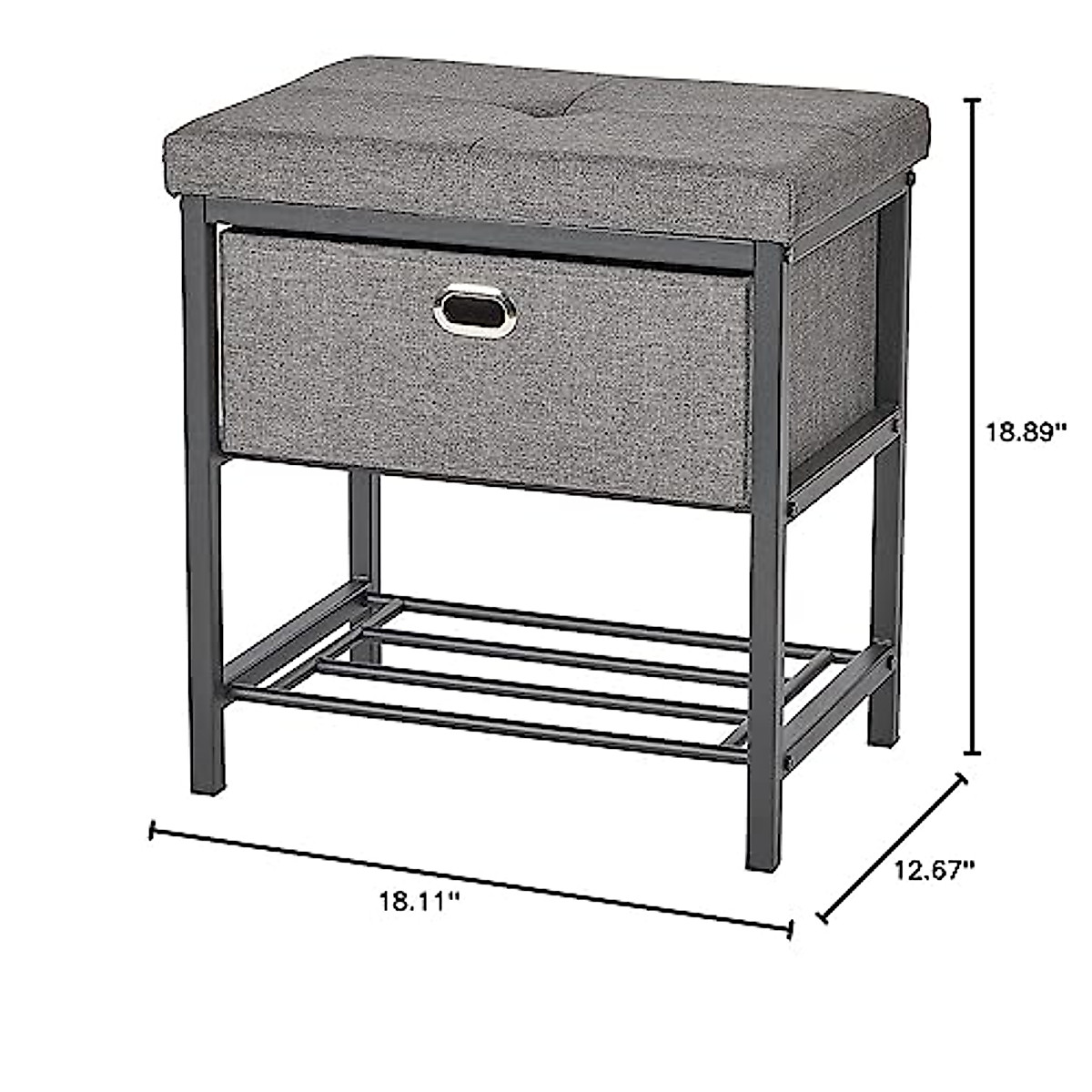 neatfreak Storage Bench Seat with Drawer - Single Seat Entryway Bench with Shoe Storage Rack - Home Decor Storage Stool Perfect for Mudroom, Foyer or Foot Rest - 13 x 18 x 19 inch