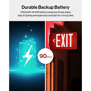 Sunco 12 Pack LED Exit Sign with Emergency Light, Commercial Grade Double Sided Fire Exit Lights, Backup Battery, Illuminated Emergency Exit, 120-277V, Dual Mounting, UL 94V-0 Fire Resistant