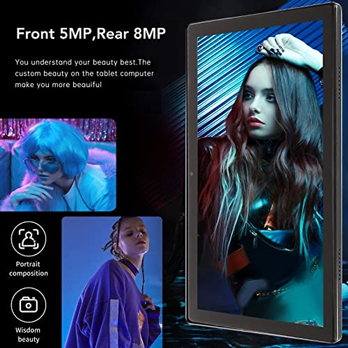 WEYI 10 Inch Tablet Front 5MP Rear 8MP Support 4G Network Night Reading Mode US Plug 100-240V 4G Calling Tablet 8 Colors for 11 (US Plug)