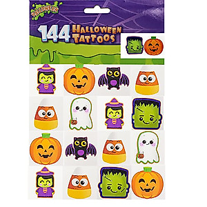 The Dreidel Company Halloween Temporary Tattoos, Great For Birthday Party Favors, Classrooms, Favor & Goody Bags, And Party Supplies, 2" Inches Assorted (144-Pack)