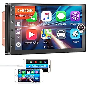 EAKT Android10 Car Stereo 4+64GB Intelligent Voice 7'' Car Radio with Carplay DSP Double Din Touch Screen GPS Navigation Split Screen Support 4G WiFi Bluetooth FM Steering Wheel Control DVR