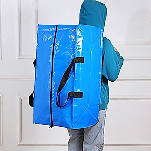 Moving Bags Heavy Duty,Extra Large Packing Bags for Moving,Reusable Plastic Moving Totes,Moving Storage Bags for Clothes,Moving Supplies Bins,Compatible with Ikea Frakta Cart (Blue,Set of 4)