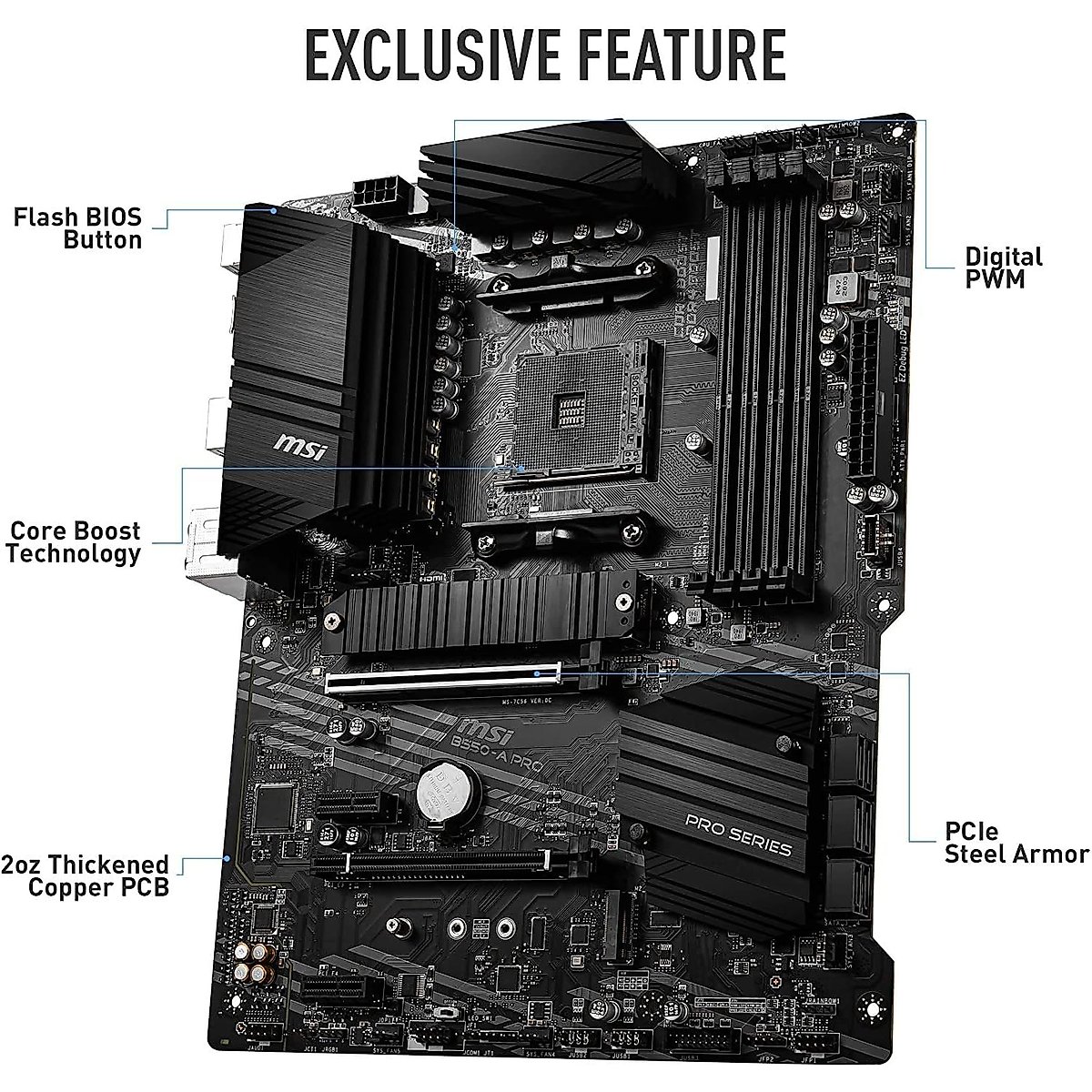 INLAND Micro Center AMD Ryzen 7 5700X 8-Core 16-Thread Unlocked Desktop Processor Bundle with MSI B550-A PRO ProSeries Motherboard (AMD AM4, DDR4, PCIe 4.0, SATA 6Gb/s, M.2, USB 3.2 Gen 2 ATX)