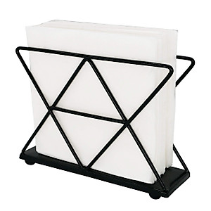 OwlGift Black Modern Geometric Triangle Metal Wire Upright Napkin Holder
