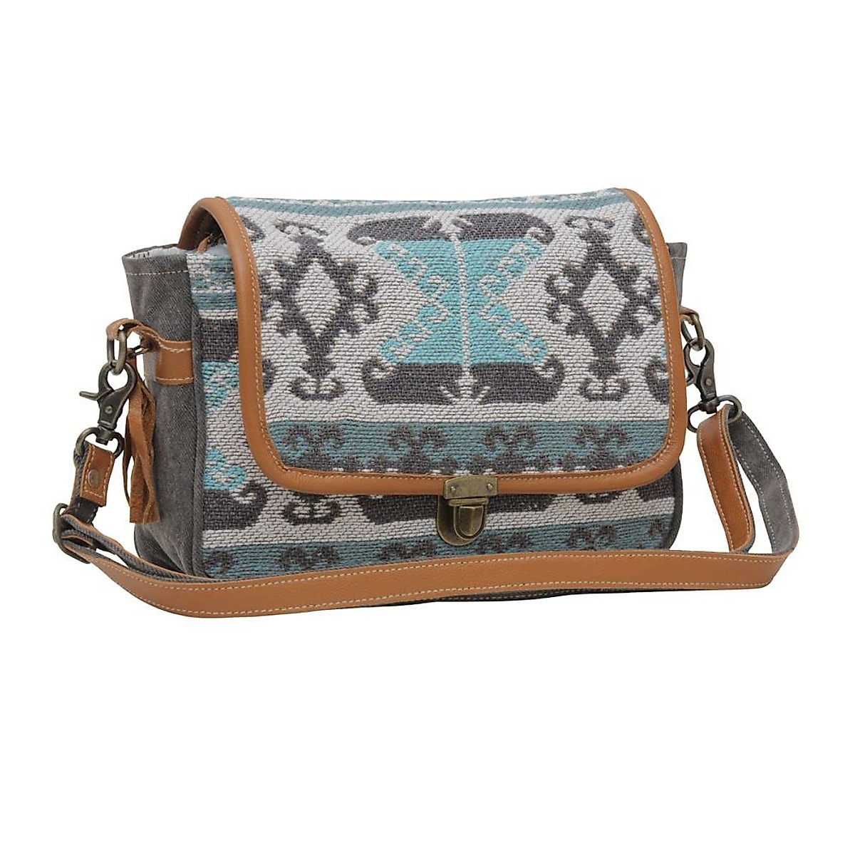 Myra Bag Western Leather Shoulder Bag for Women - Upcycled Canvas Crossbody Bag Isabela Eve
