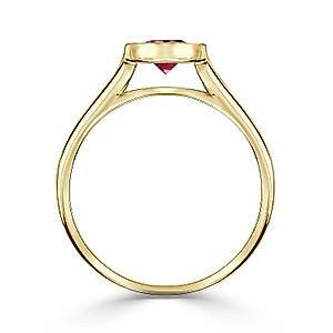 Diamond Wish 18K Yellow Gold Round-Cut Ruby Gemstone Solitaire Engagement Ring Bezel (3/4 cttw) Size 7.5